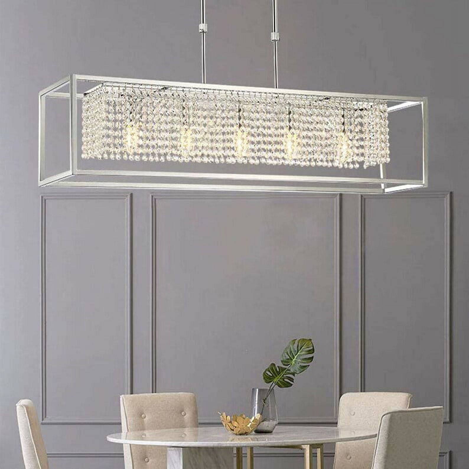 Modern Rectangular Crystal Chandelier Pendant Dining Room Hanging Light ...