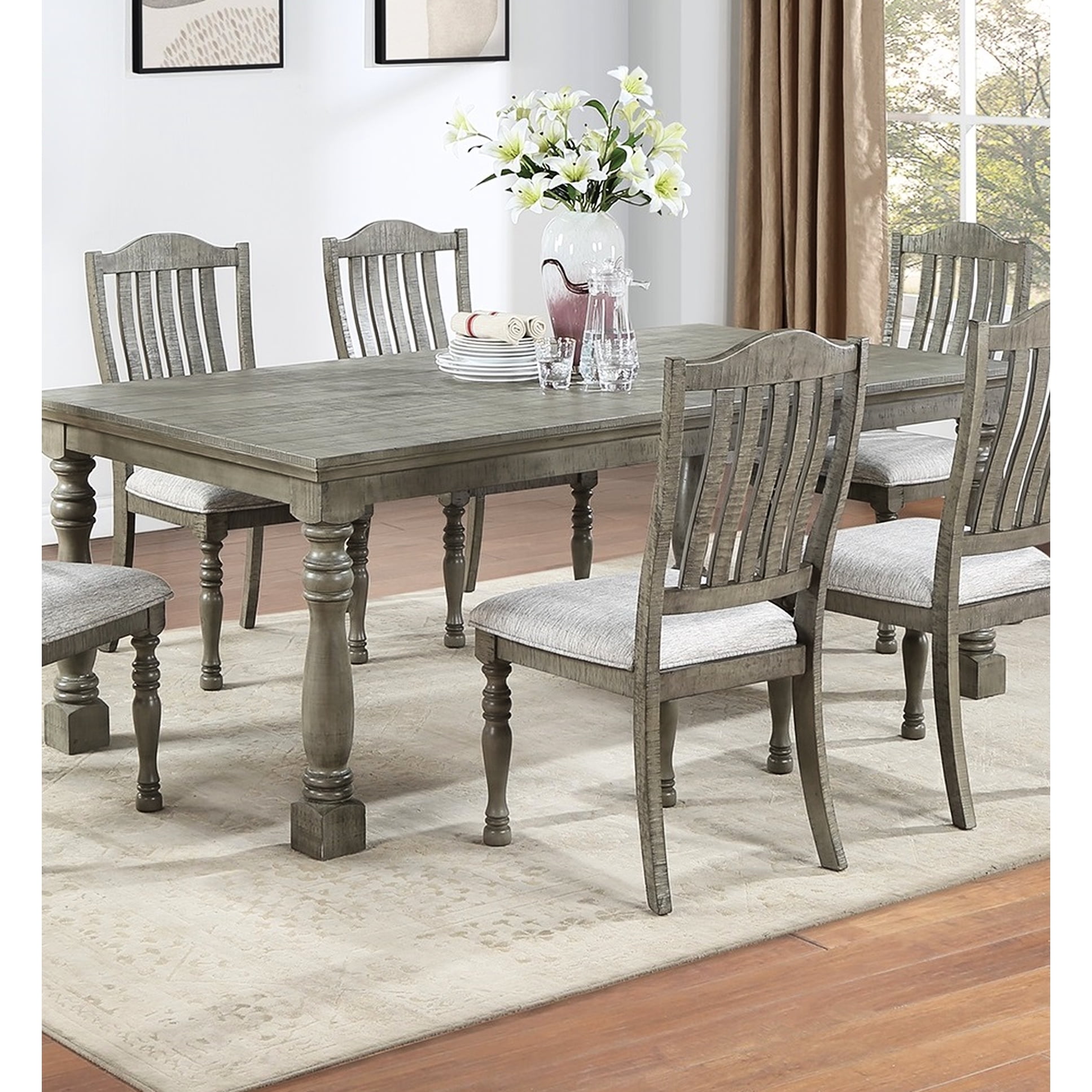Modern Rectangular Dining Table, Grey Tone, Veneer Product Rectangular ...