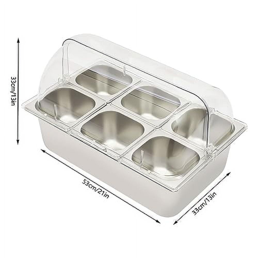 Modern Rectangular Salad Bar Buffet Station, 6 Pans, Stainless Steel ...