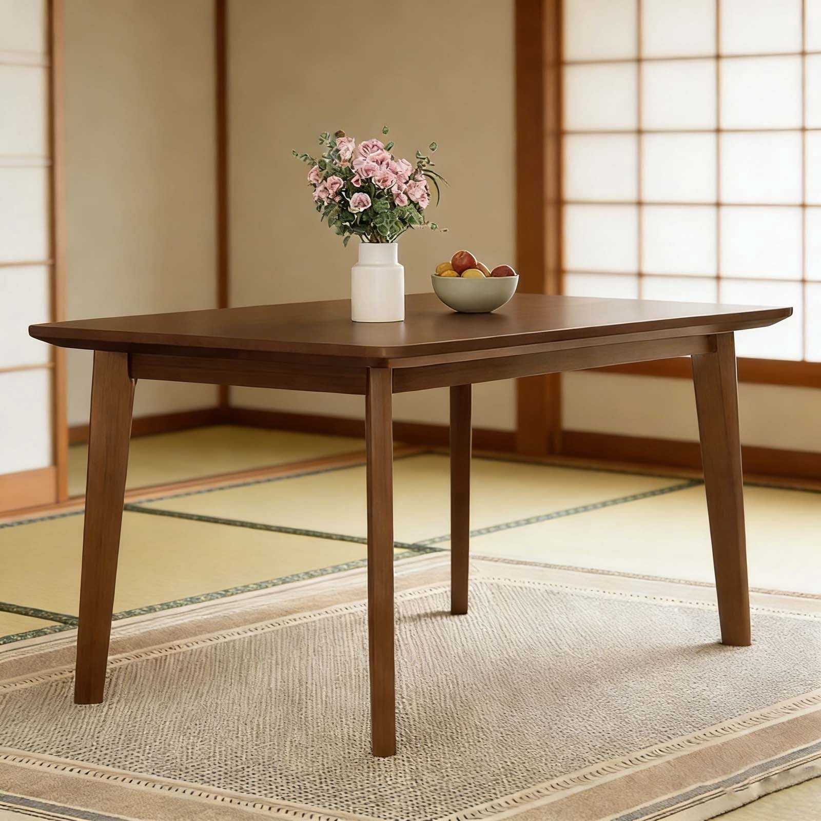 Modern Rectangular Solid Wood Dining Table - Rustic Wooden Dinner Table ...