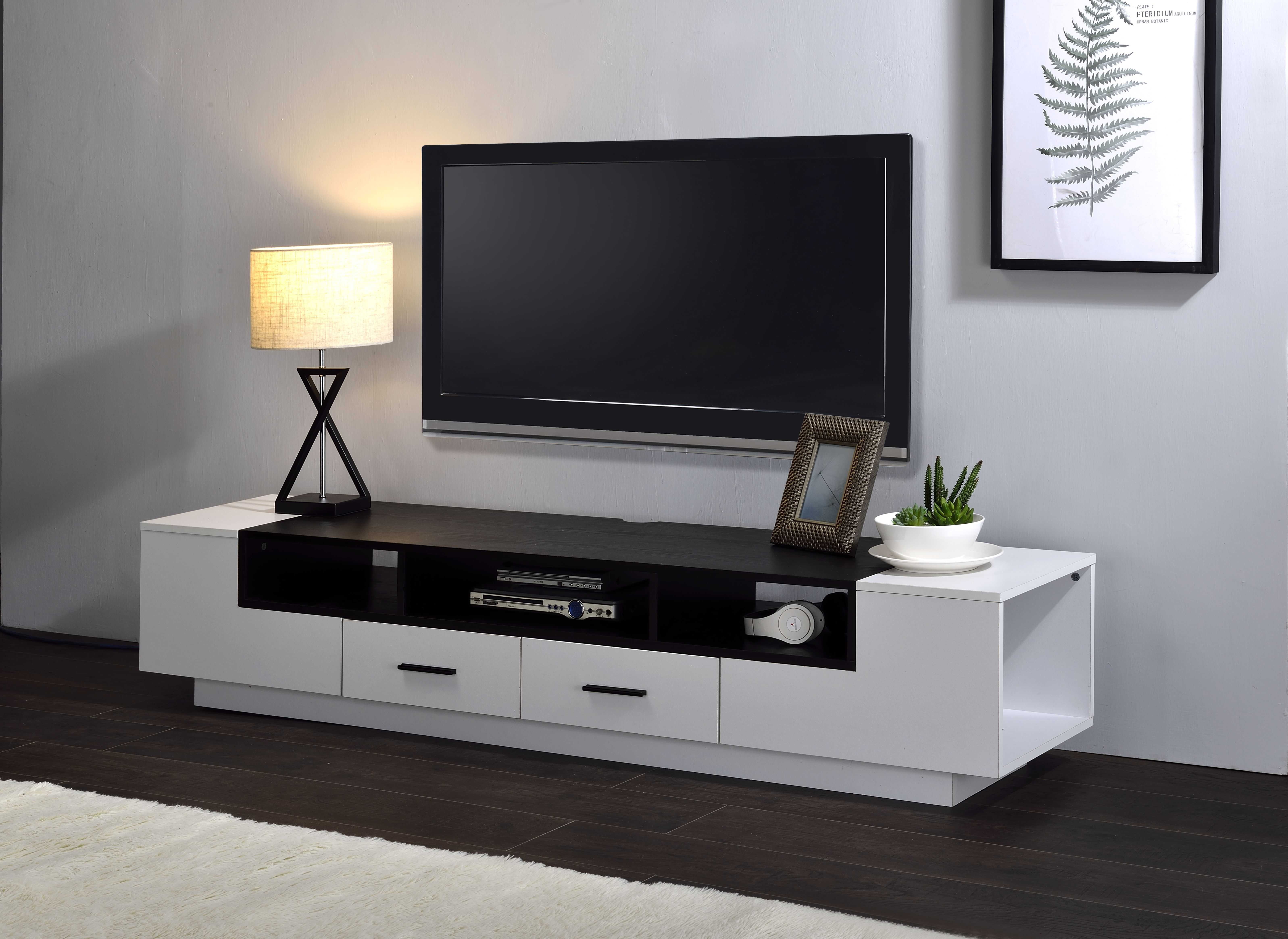 Modern Rectangular TV Stand Entertainment Cabinet with 5 Open ...