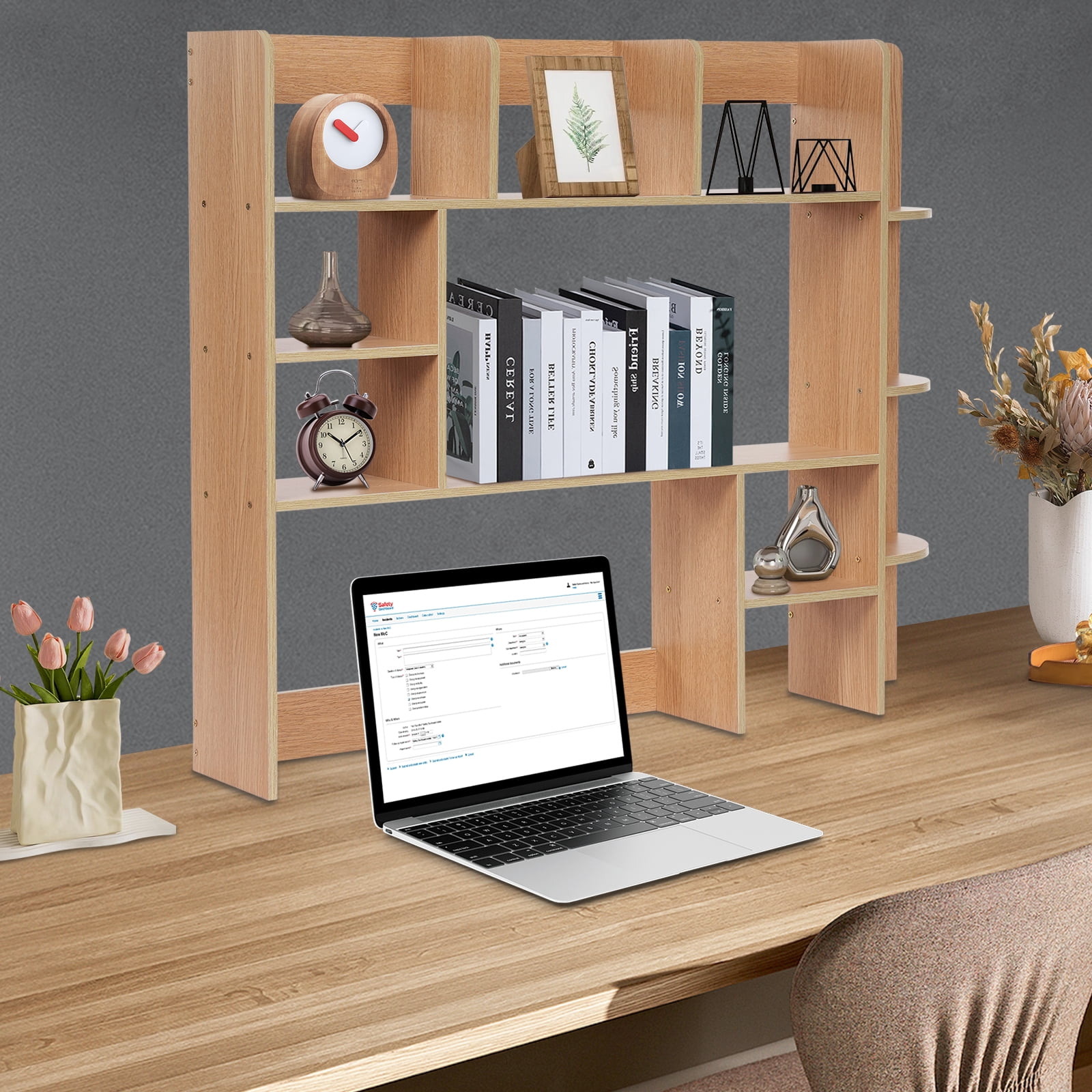 Modern Rectangular Tabletop Mount Wood Color PVC Veneer Desktop Storage ...