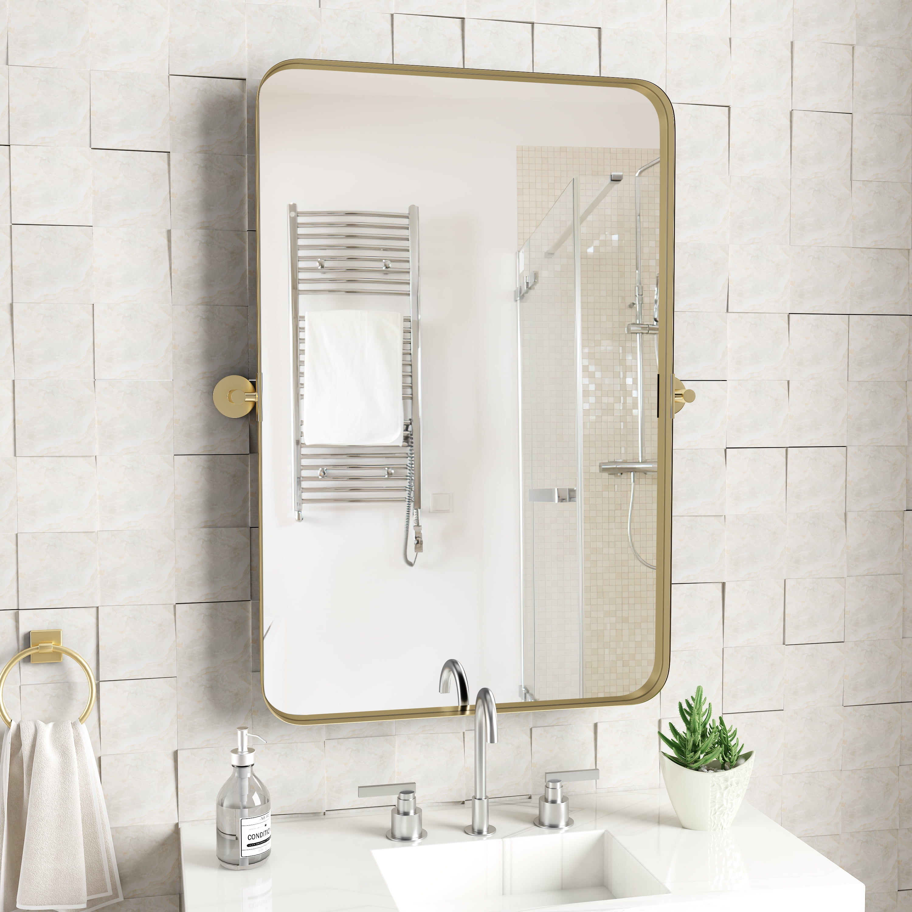 Modern Rectangular Tilt Bathroom Mirror 23.62x35.43 Inch Swivel ...