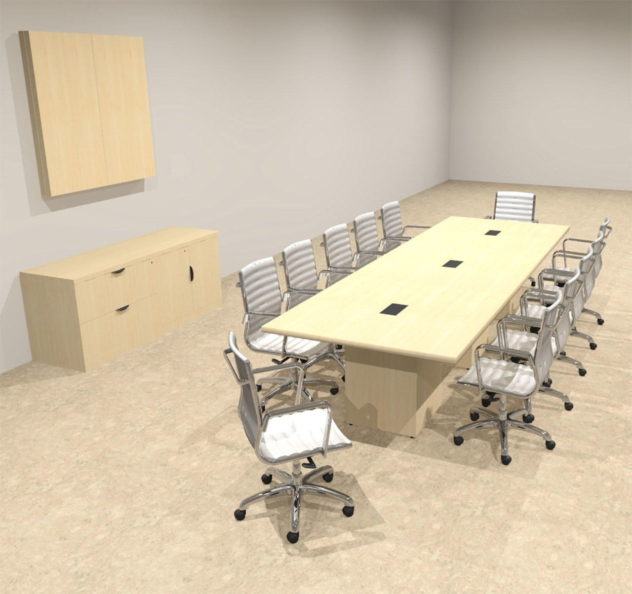 Modern Rectangular Top Cube Leg 12' Feet Conference Table, #OF-CON-CS10 ...