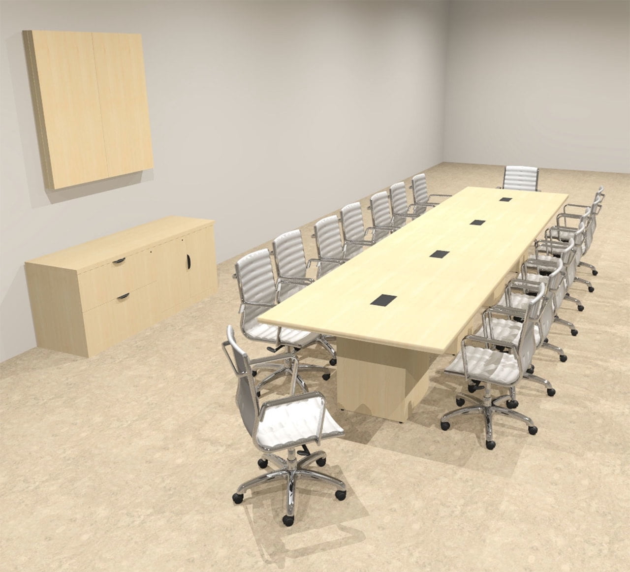 Modern Rectangular Top Cube Leg 16' Feet Conference Table, #OF-CON-CS18 ...