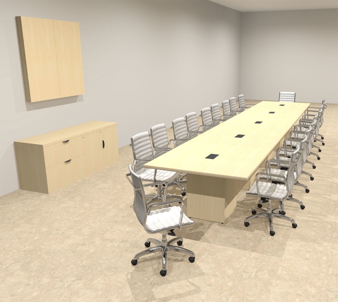 Modern Rectangular Top Cube Leg 20' Feet Conference Table, #OF-CON-CS26 ...