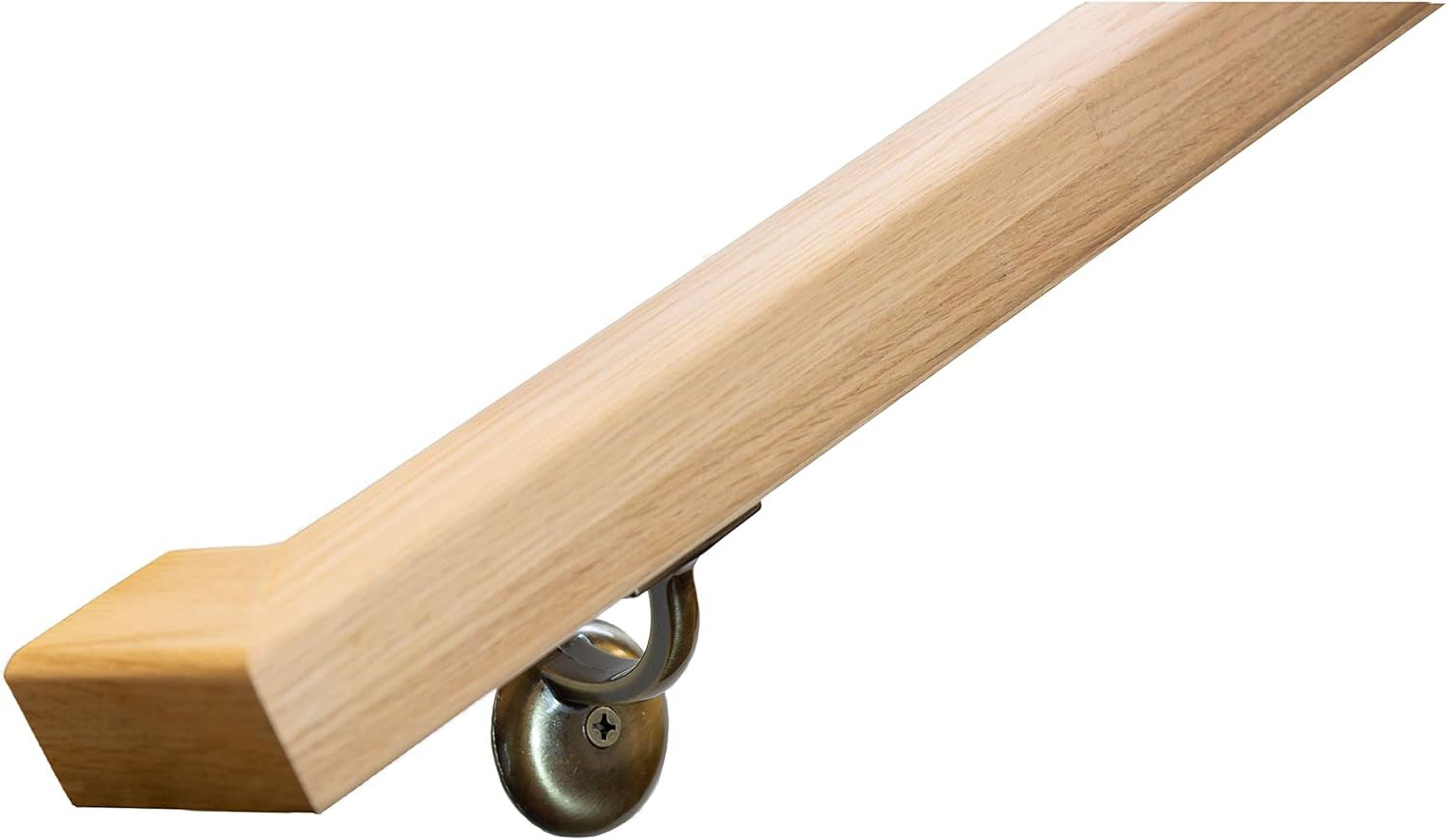 Modern Red Oak Handrail Kit With Wall Returns And Wall Mount Brackets ...