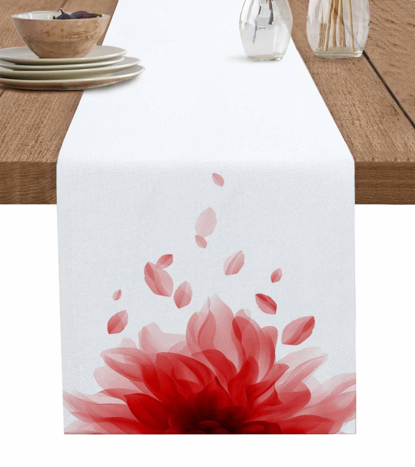 Modern Red Table Runner 36 Inches, Gradient Floral Abstract Bohemian ...