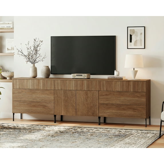 Modern Reeded Dresser TV Stand for TVs up to 100 Inch, Entertainment ...