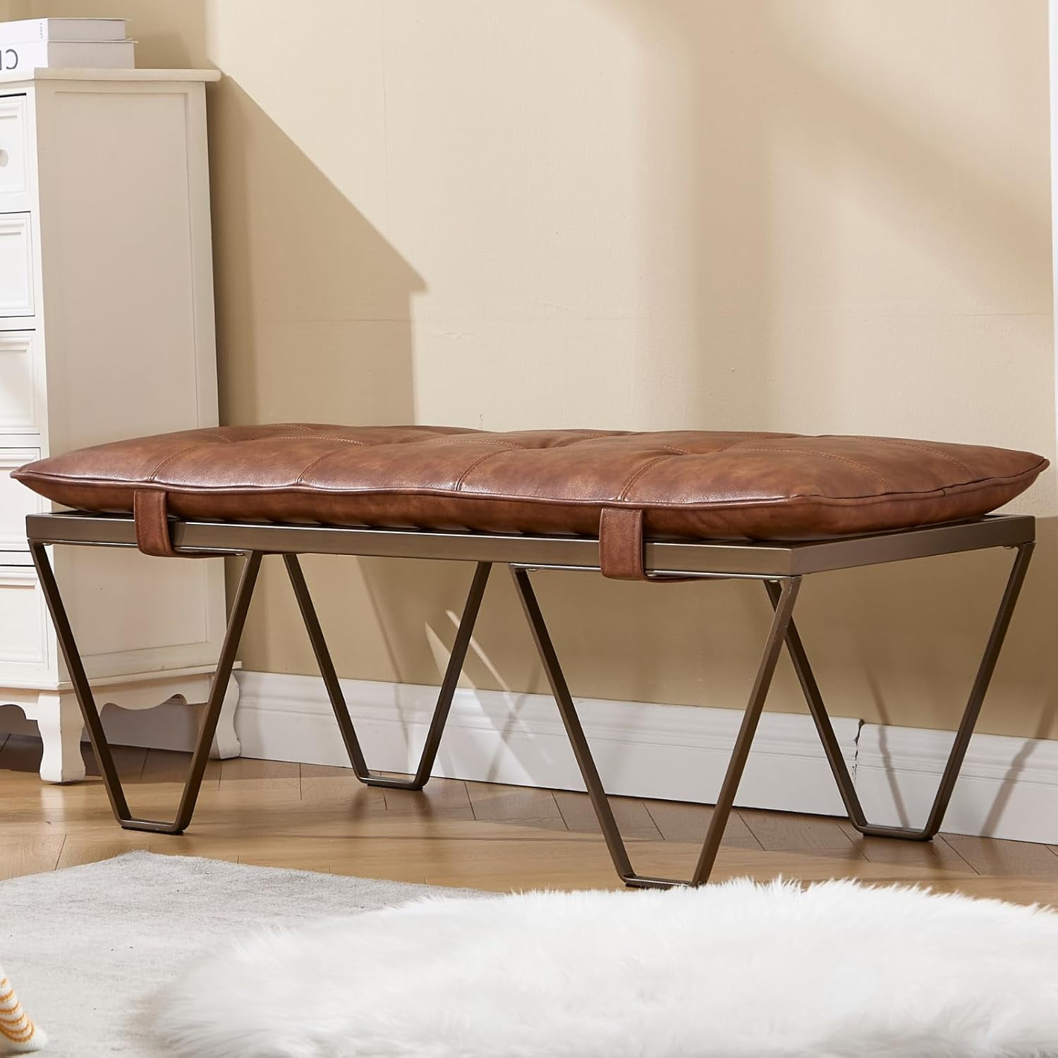 Modern Removable Tufted Upholstered Entryway Bench, 48-Inch ...