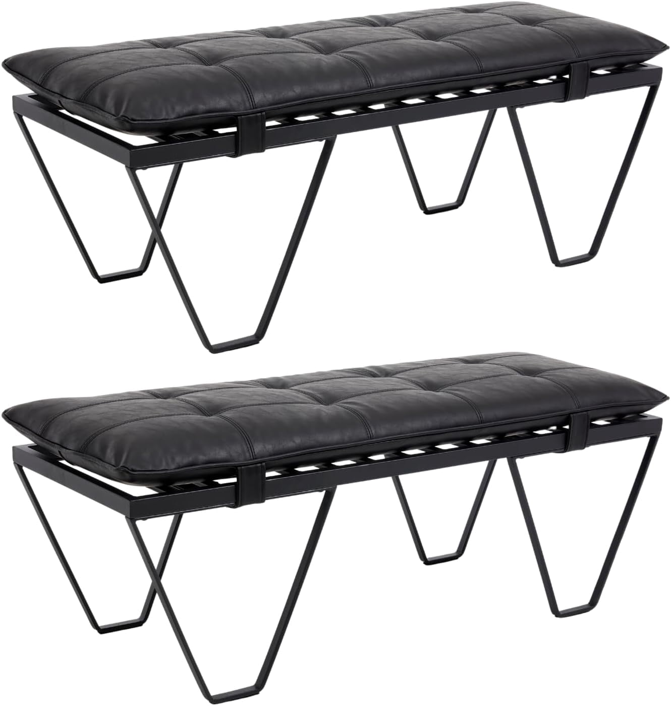 Modern Removable Tufted Upholstered Entryway Bench Set of 2, 48-Inch ...