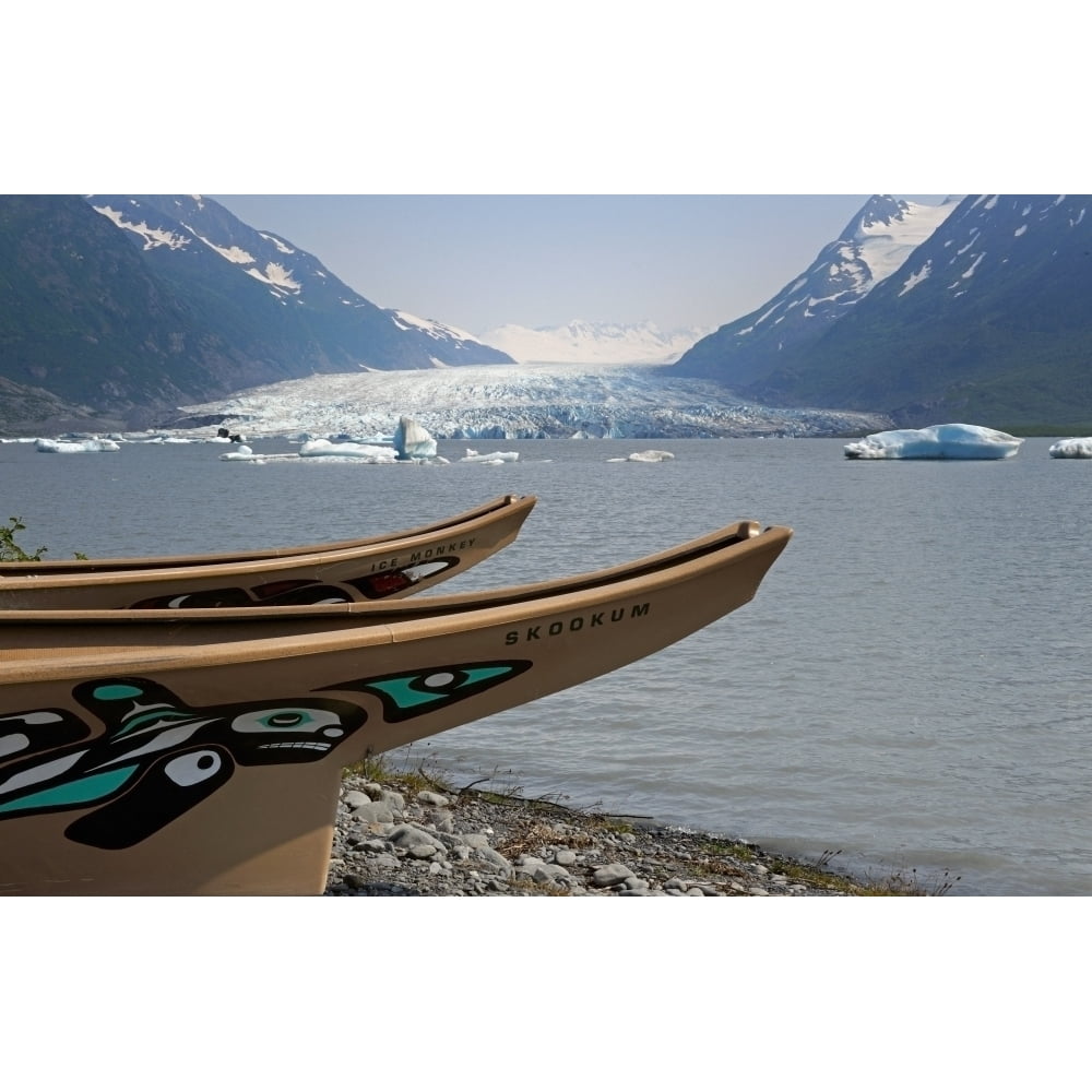 Modern Replicas Of Two Tlingit War Canoes In Front Of The Lake Formed ...