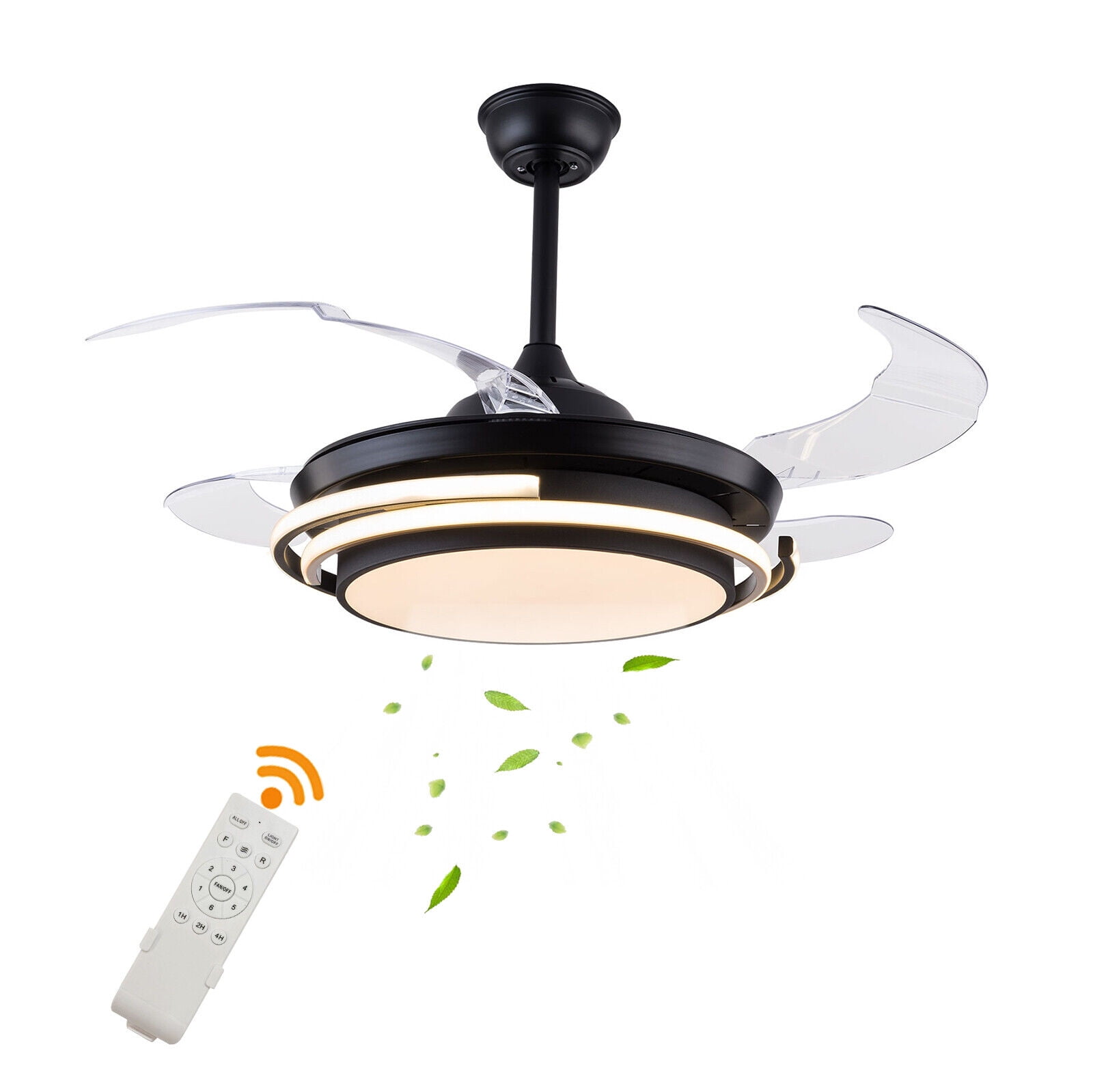 Modern Retractable Ceiling Fan with Lights Remote Control,42 inch ...