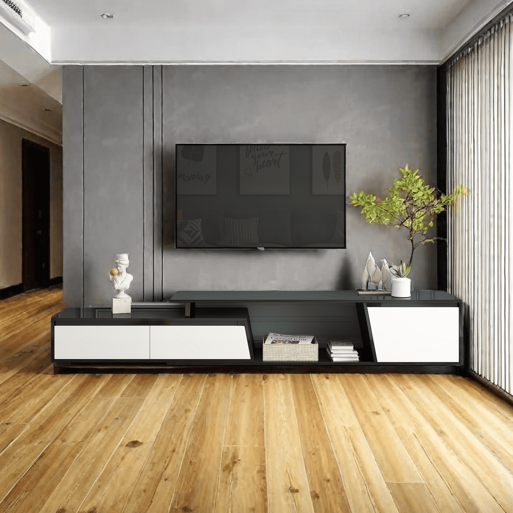 Modern Retractable TV Stand, 70.7-107'' Extendable Wood Media ...