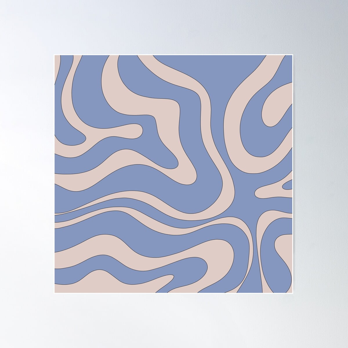 Modern Retro Liquid Swirl Funky Abstract Pattern Periwinkle Blue And ...