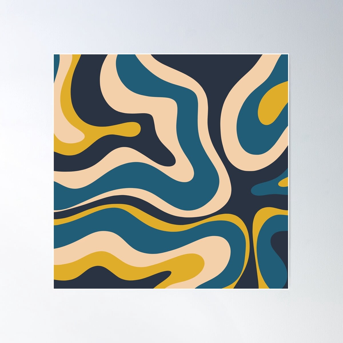 Modern Retro Liquid Swirl Multicolor Abstract Pattern Square Blue ...