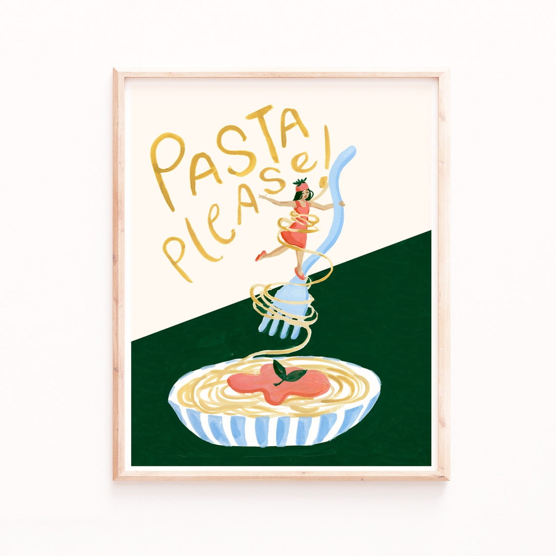 Modern Retro Pasta Print, Playful Kitchen Wall Art (Various Sizes ...