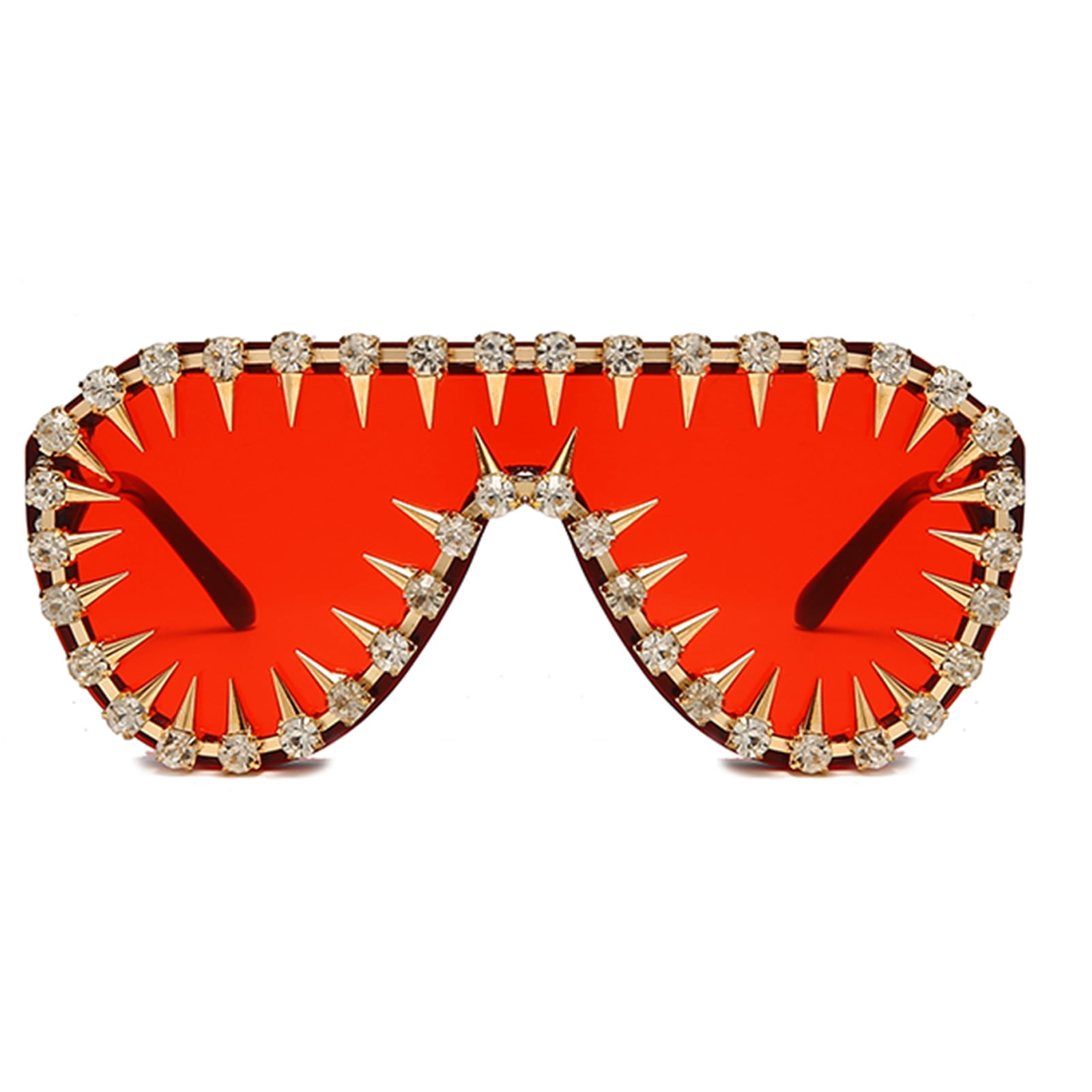 Modern Rhinestones Frame Sun Glasses with Unique Rivet Studded Detail ...