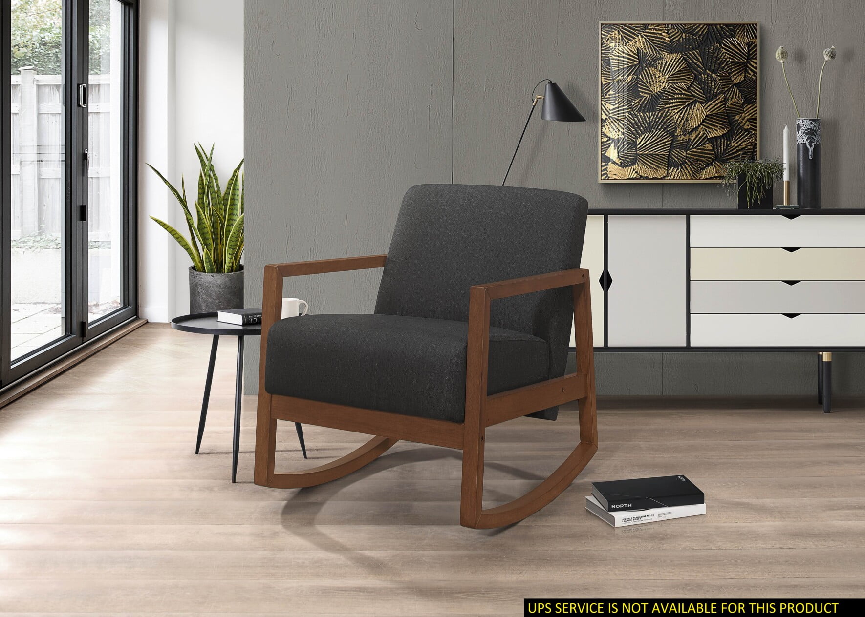 Modern Rocker Accent Chair with Hardwood Frame, Plush Cushion Rocking ...