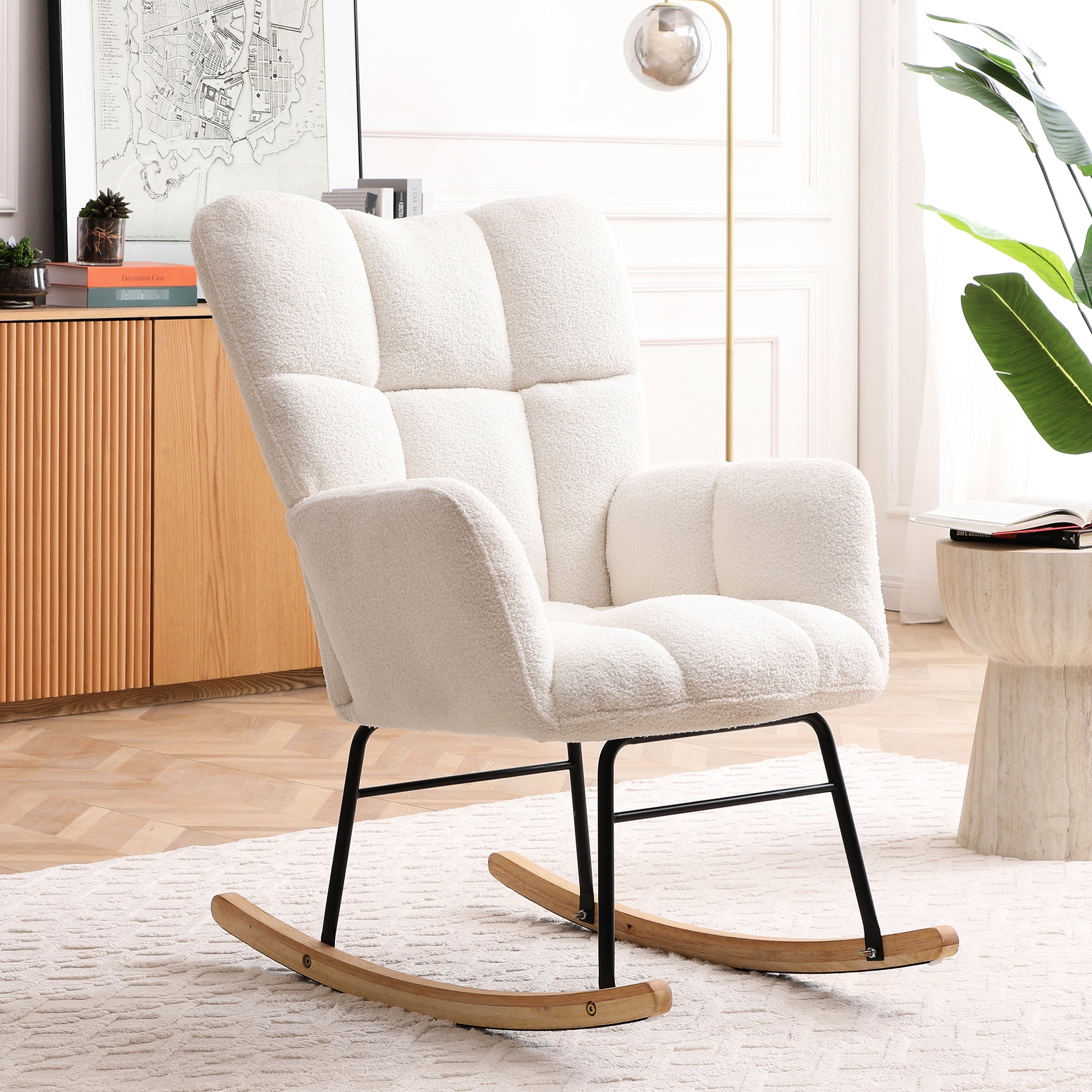 Modern Rocker Chair With Padded Seat And For Comfort Soft Upholstered ...