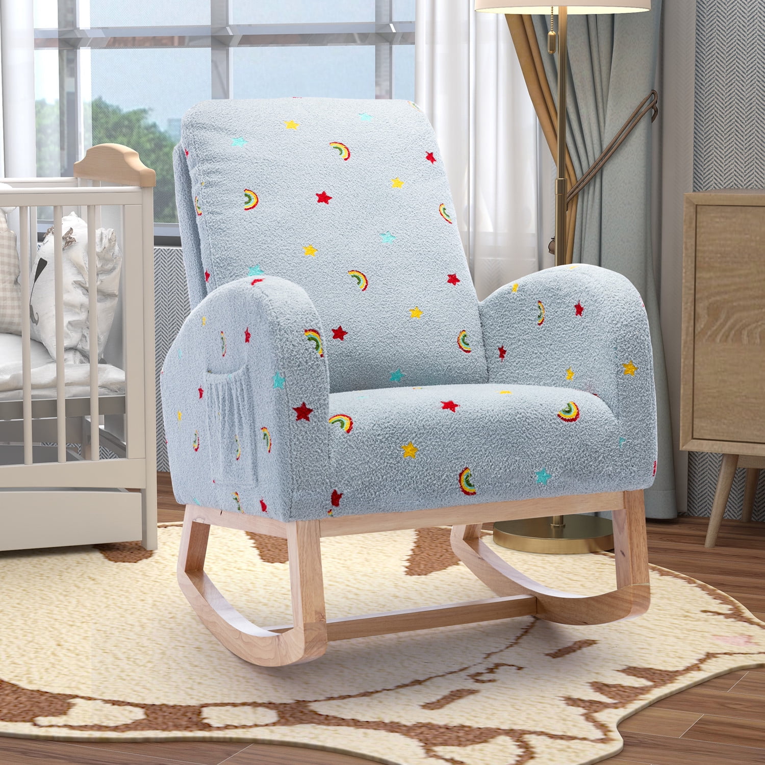 Modern Rocking Chair with Armrest, High Back Accent Rocker Upholstered ...