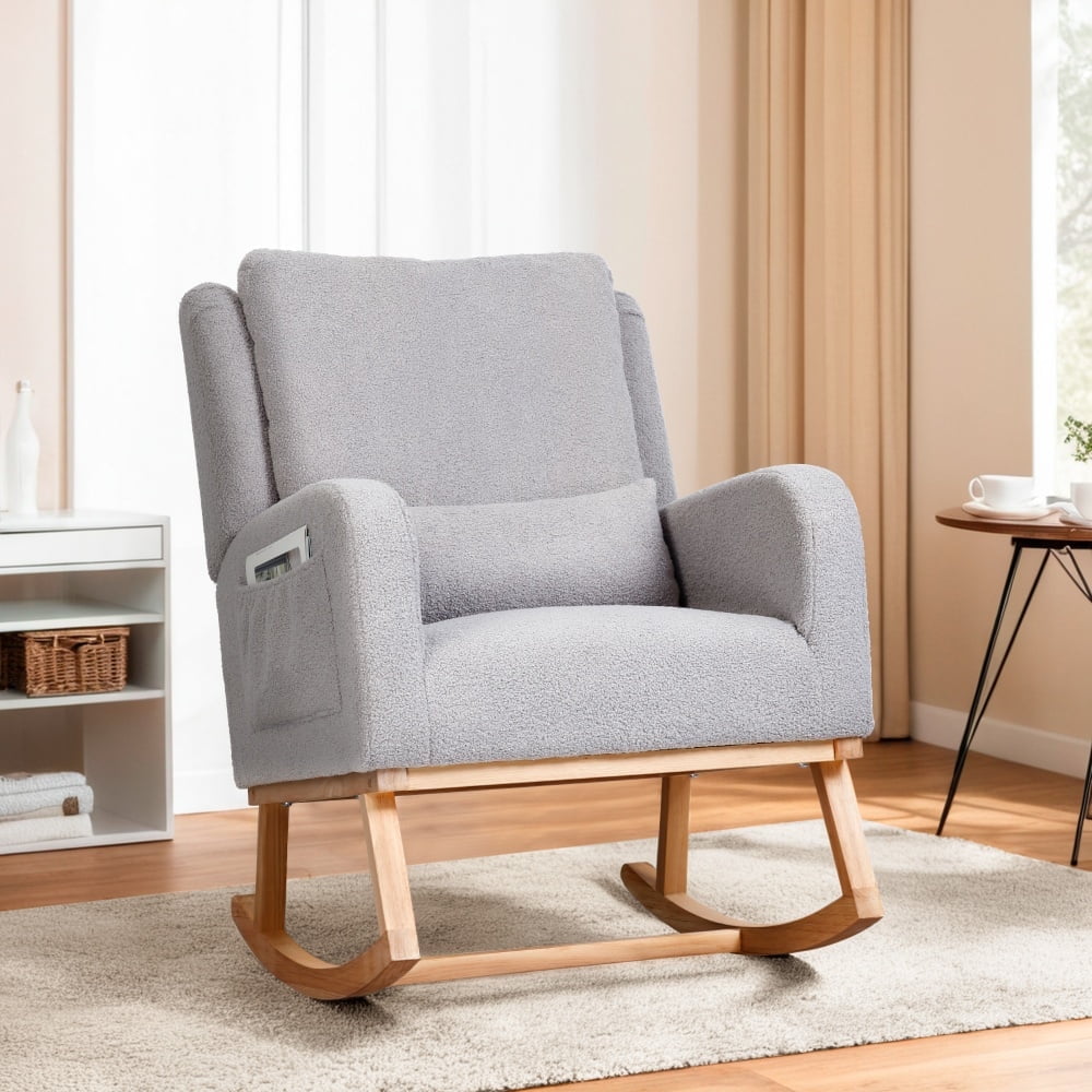 Modern Rocking Chair, Rocking Chair Nursery with 1 Lumbar Pillow and 2 ...