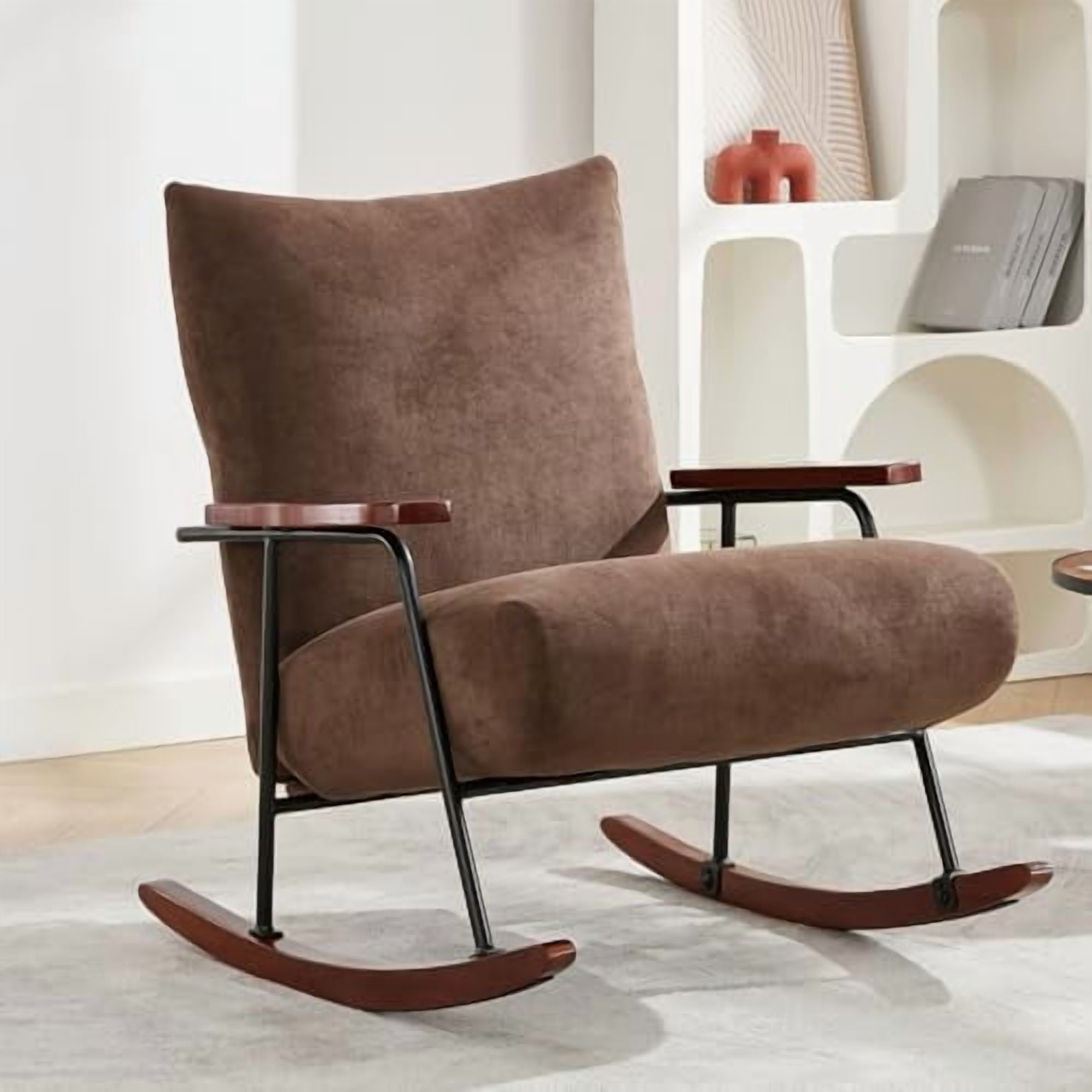 Modern Rocking Chair Indoor, Living Room Chair Upholstered Glider with ...