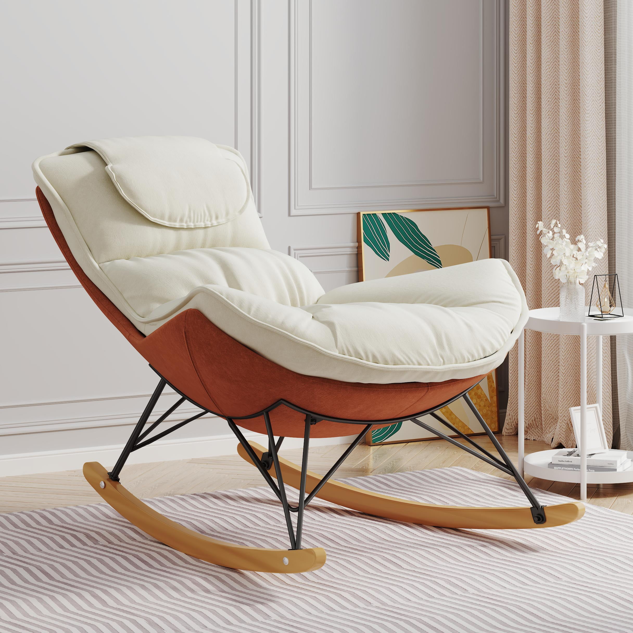 Modern Rocking Chair Leisure Glider Chair, Upholstered Rocking Seat ...
