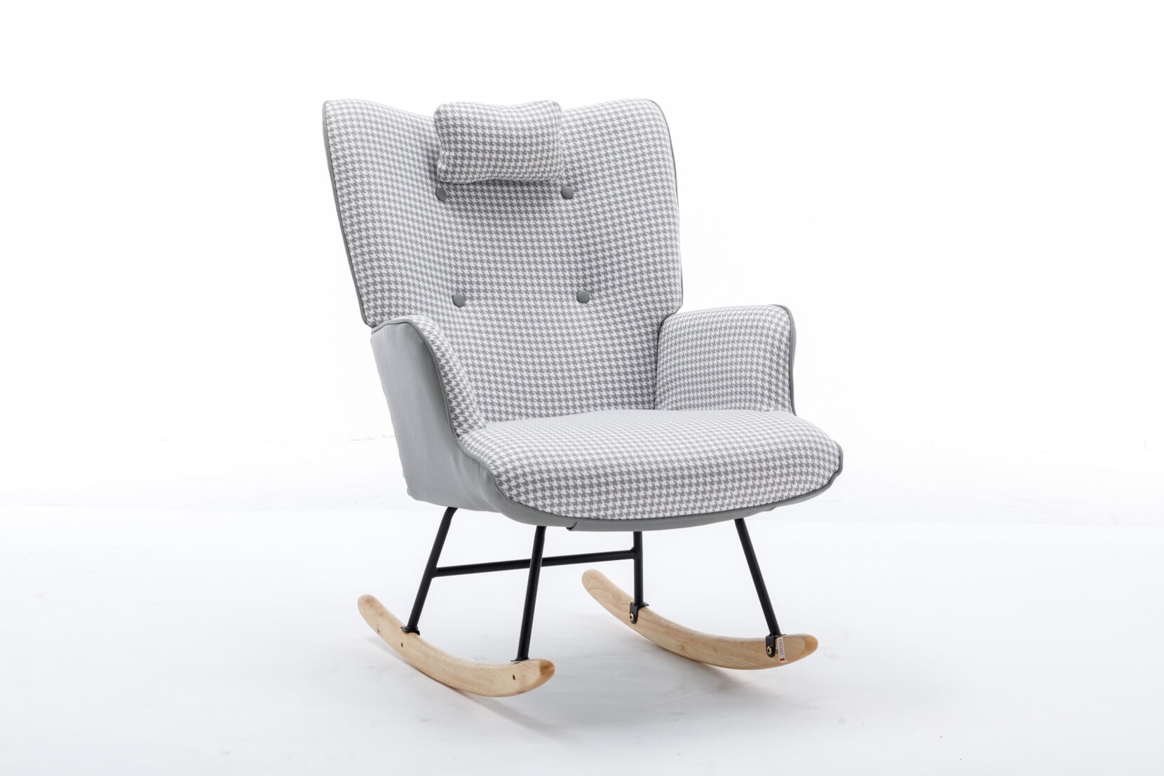 Modern Rocking Chair, Soft Houndstooth Fabric Leather Fabric Rocking ...