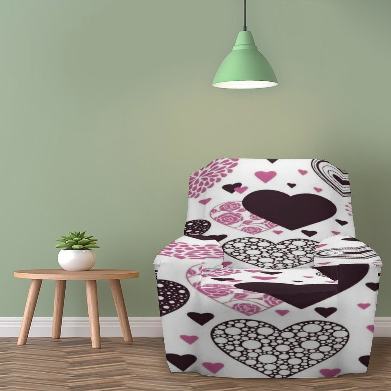 Modern Romantic Art Love Dots Black And White Pink Single Sofa Cover ...