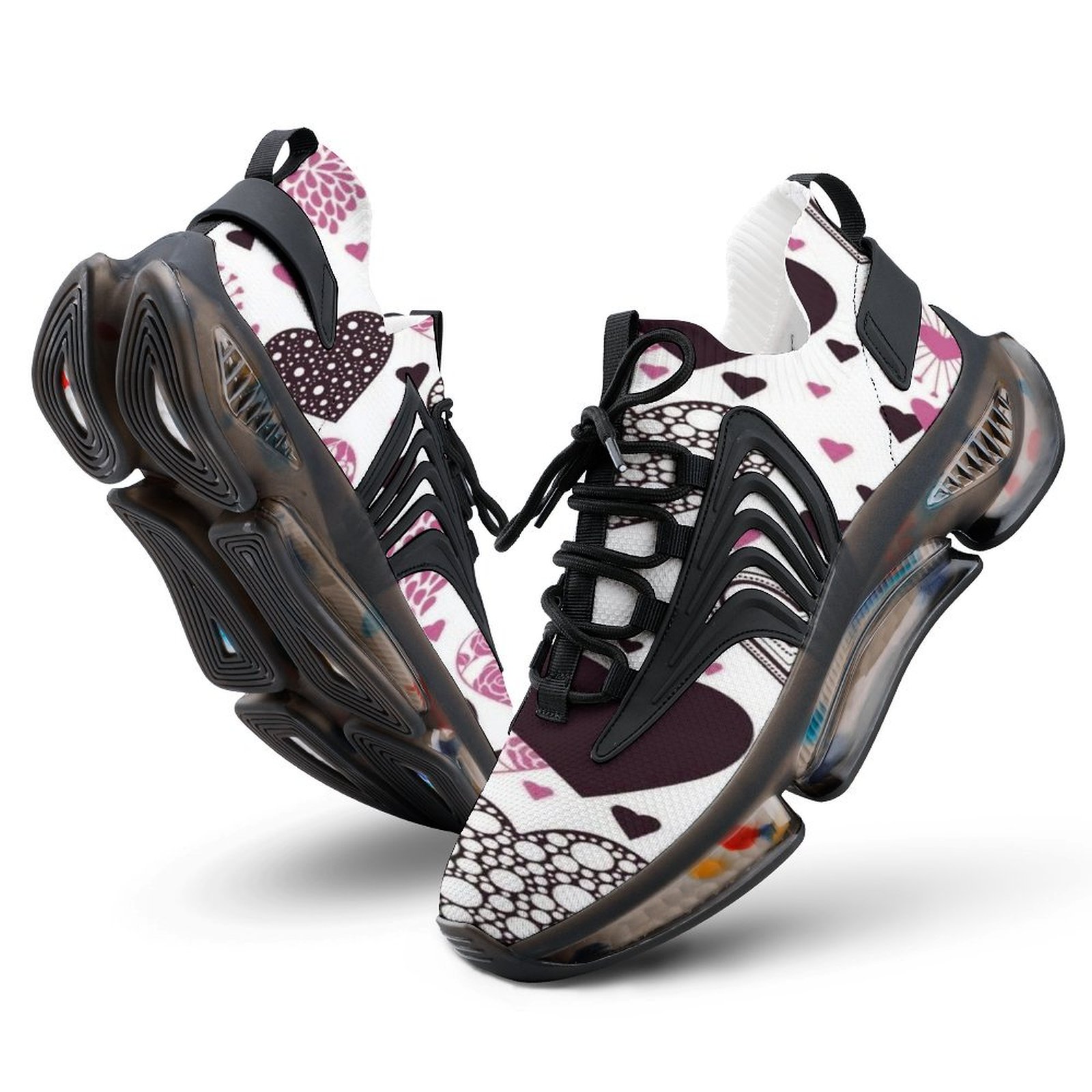 Modern Romantic Art Love Dots Black And White Pink Walking Shoes for ...