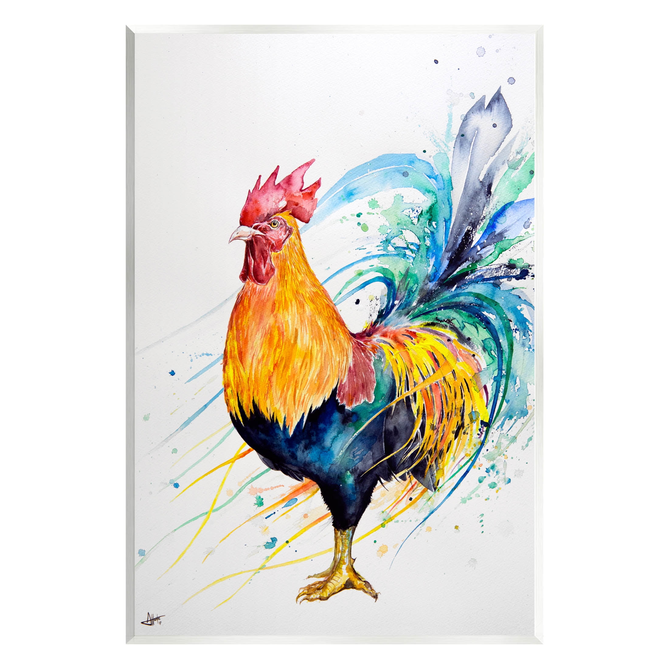 Modern Rooster Rainbow Splatter Animals & Insects Graphic Art Unframed ...