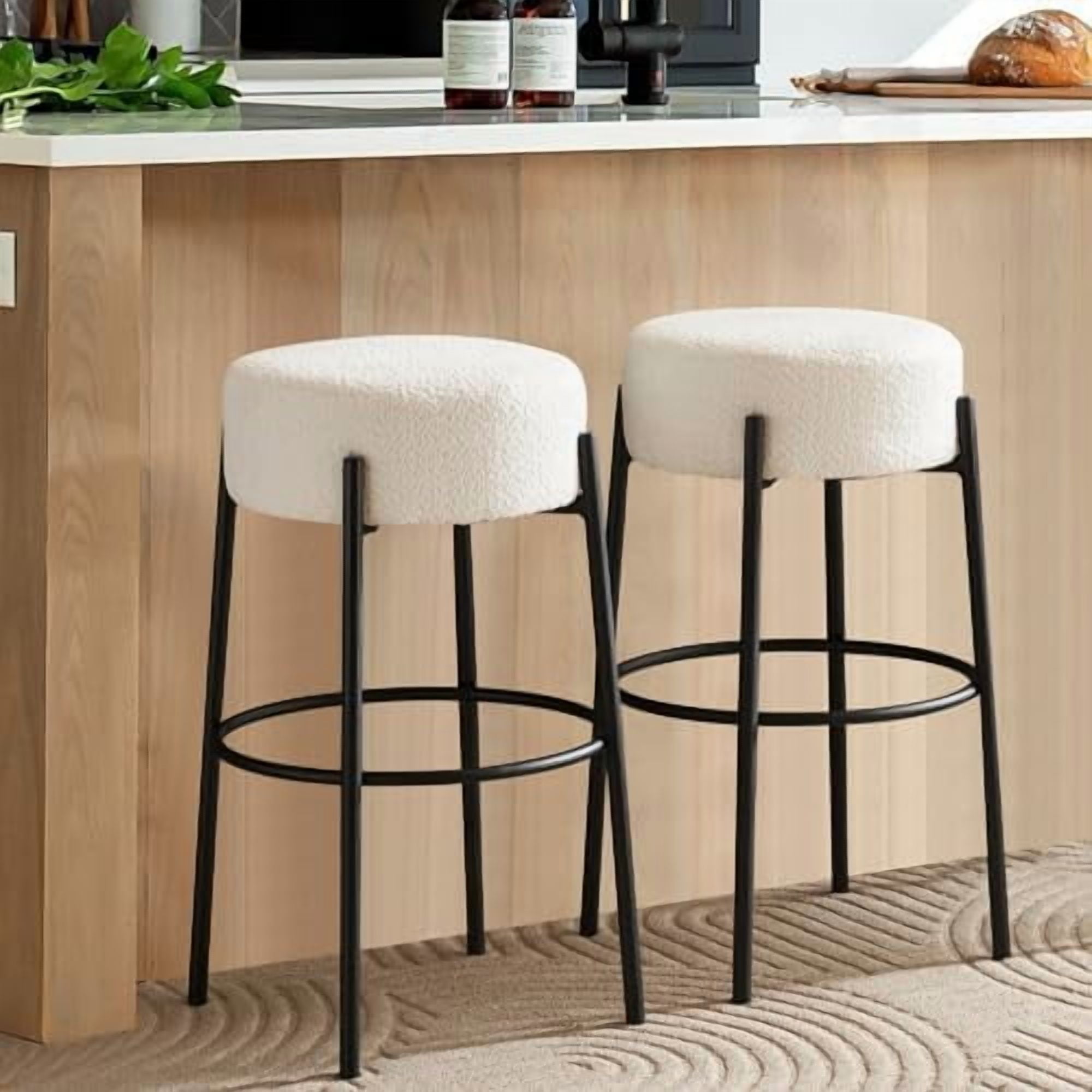 Modern Rotatable Bar Stools Set of 2, 30" Sherpa Swivel Counter Height ...