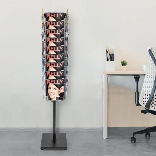 Modern Rotating Brochure Display Stand Detachable Magazine Rack With 36 ...