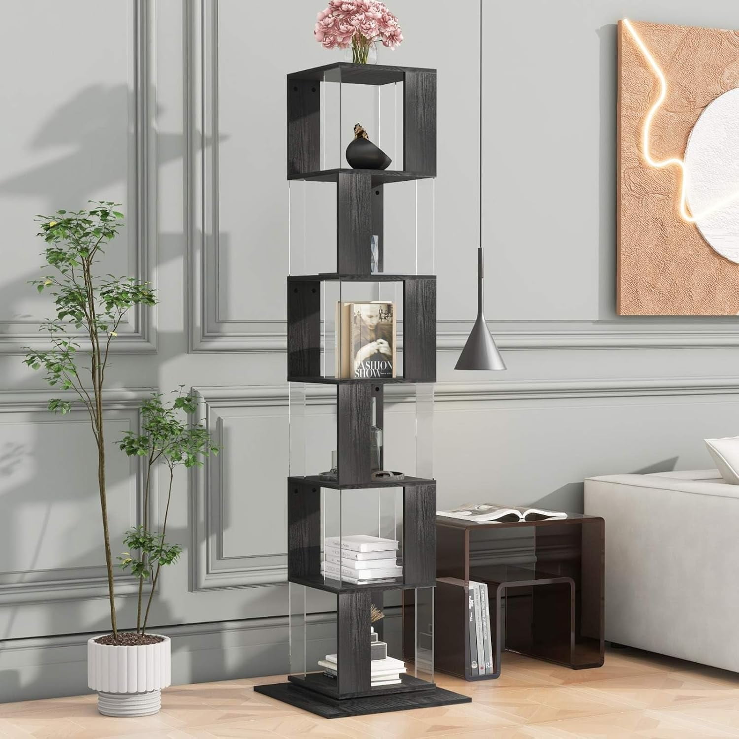 Modern Rotating Display Shelf, 360-Degree Swivel, Space-Saving Tall ...