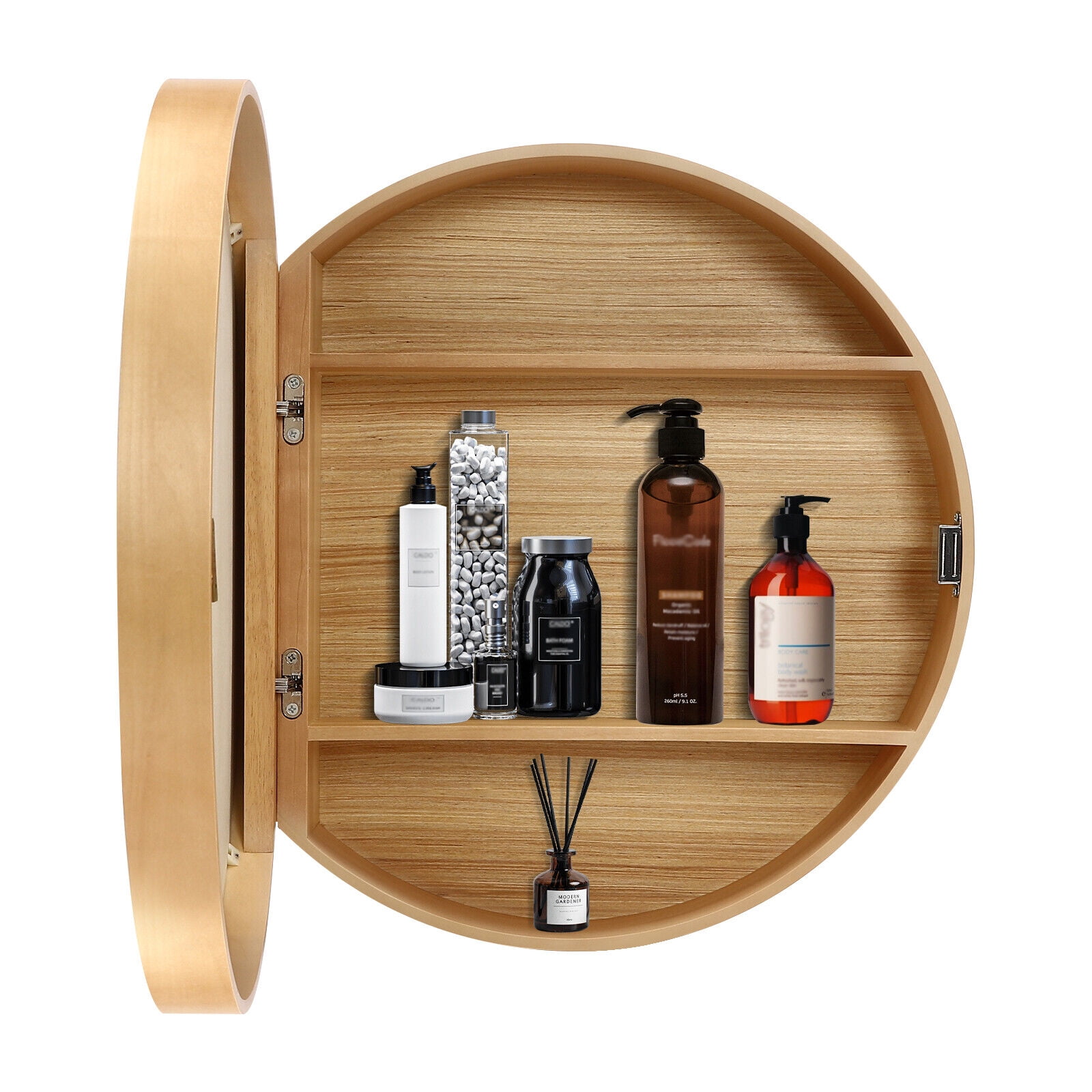 Modern Round 19.5inch Bathroom Vanity Wall Mounted 2 in 1 Wood Cabinet ...