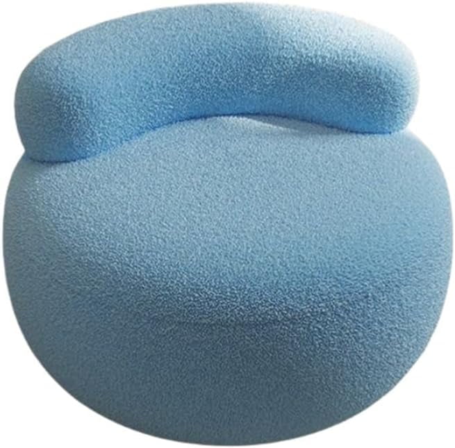 Modern Round Accent Ottoman with Backrest, Soft Blue Footrest Stool for ...