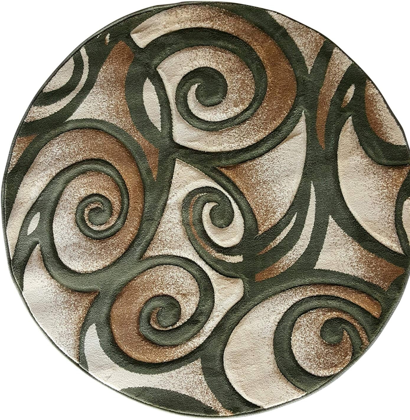 Modern Round Area Rug Green rary Abstract 400 000 Point Swirl Design ...