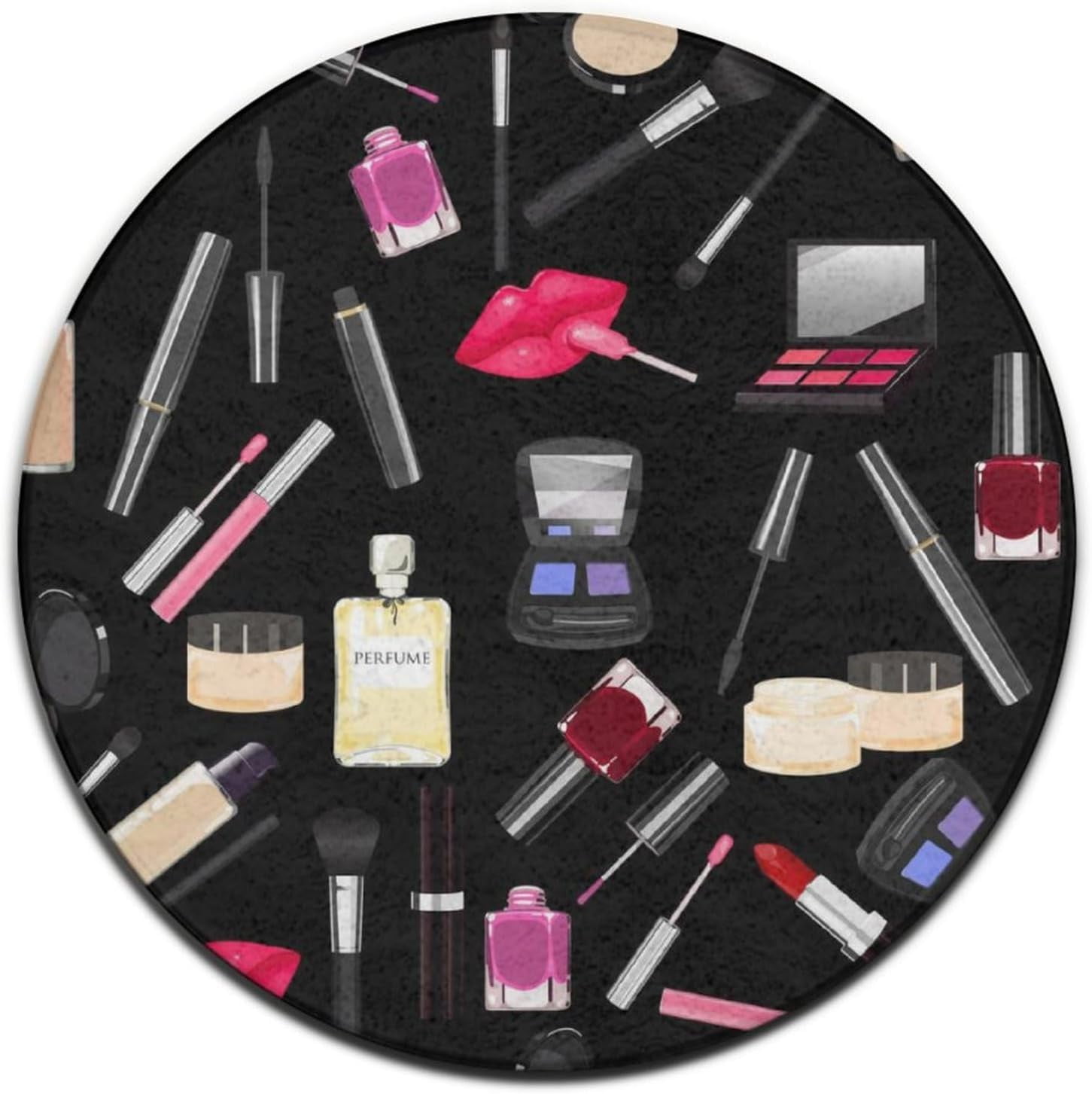 Modern Round Area Rug Modern Lady Girly Cosmetic Perfume Lipstick ...
