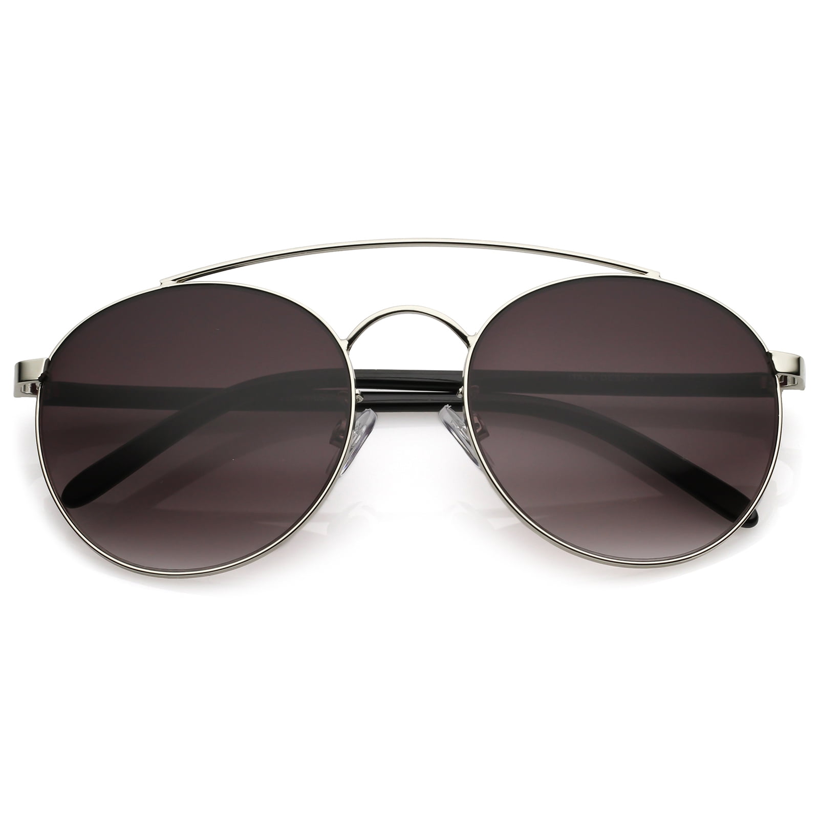 Modern Round Aviator Sunglasses Thick Arms Curved Double Crossbar 56mm ...