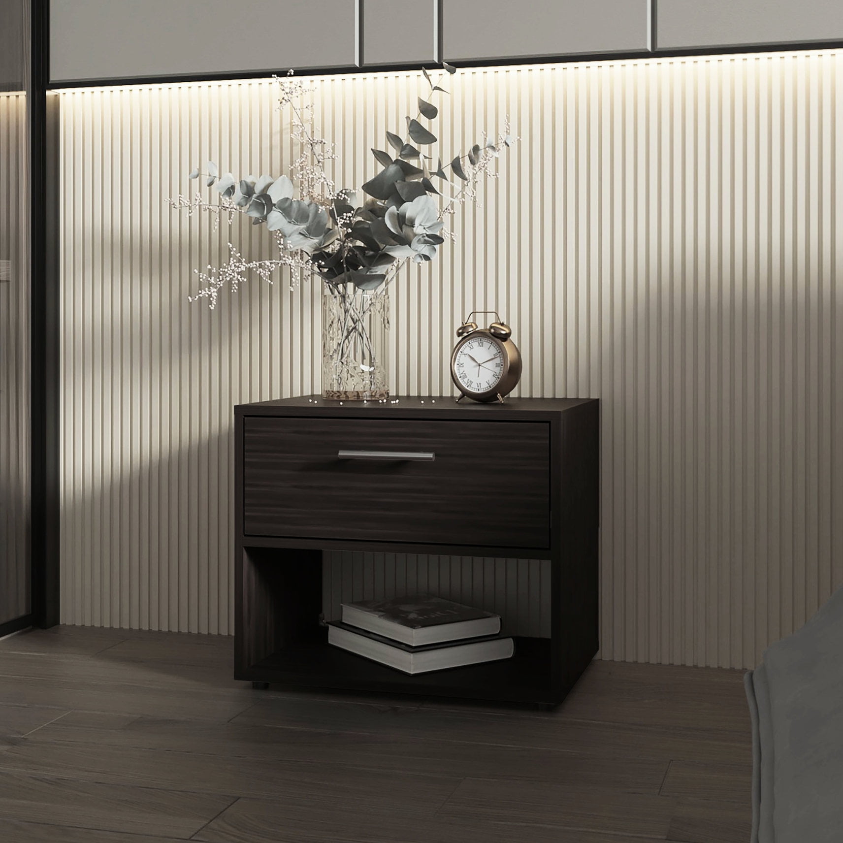 Modern Round Bedside Cabinet with Drawer / Open Shelf for Decoratives ...