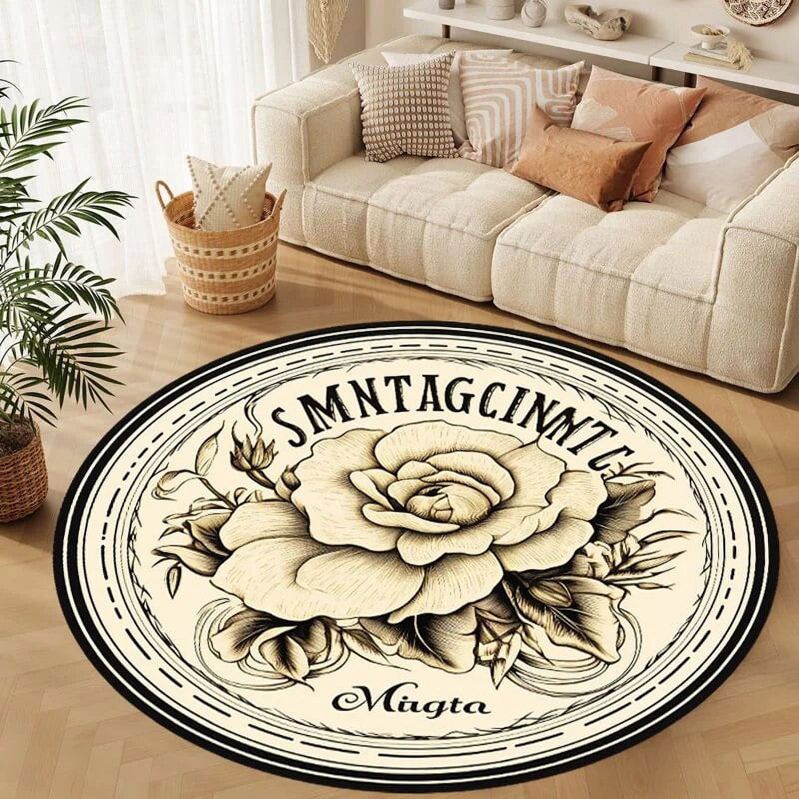 Modern Round Carpets for Living Room Flower Light Luxury Bedroom ration ...