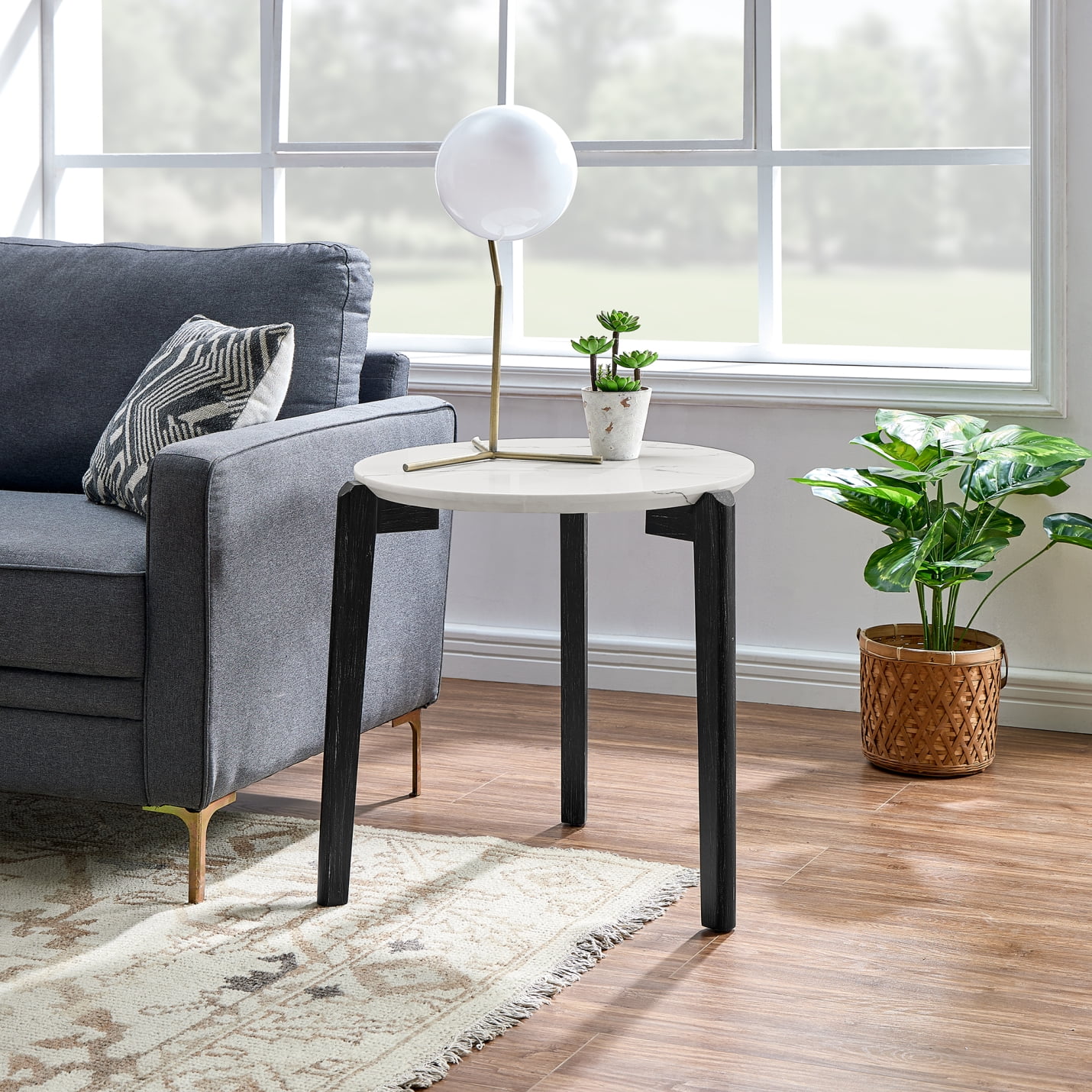 Modern Round Coffee Table 24-Inch Small Living Room Table Imitation ...