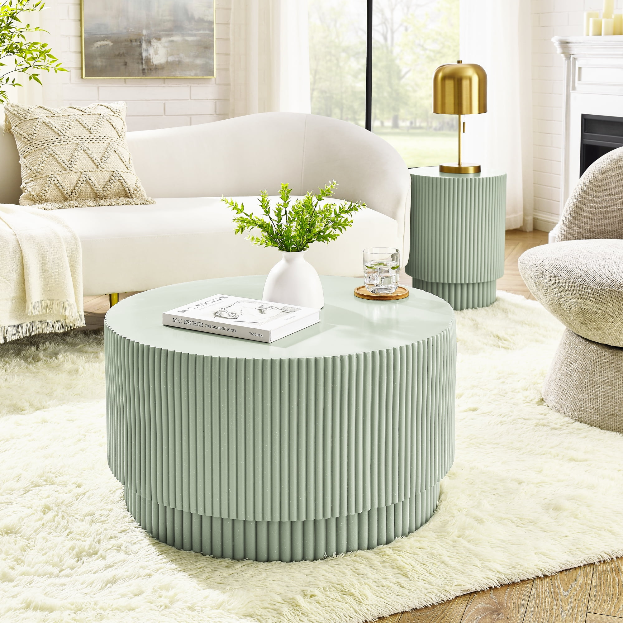 Modern Round Coffee Table, Circle End Table, Magnesium Oxide Center ...