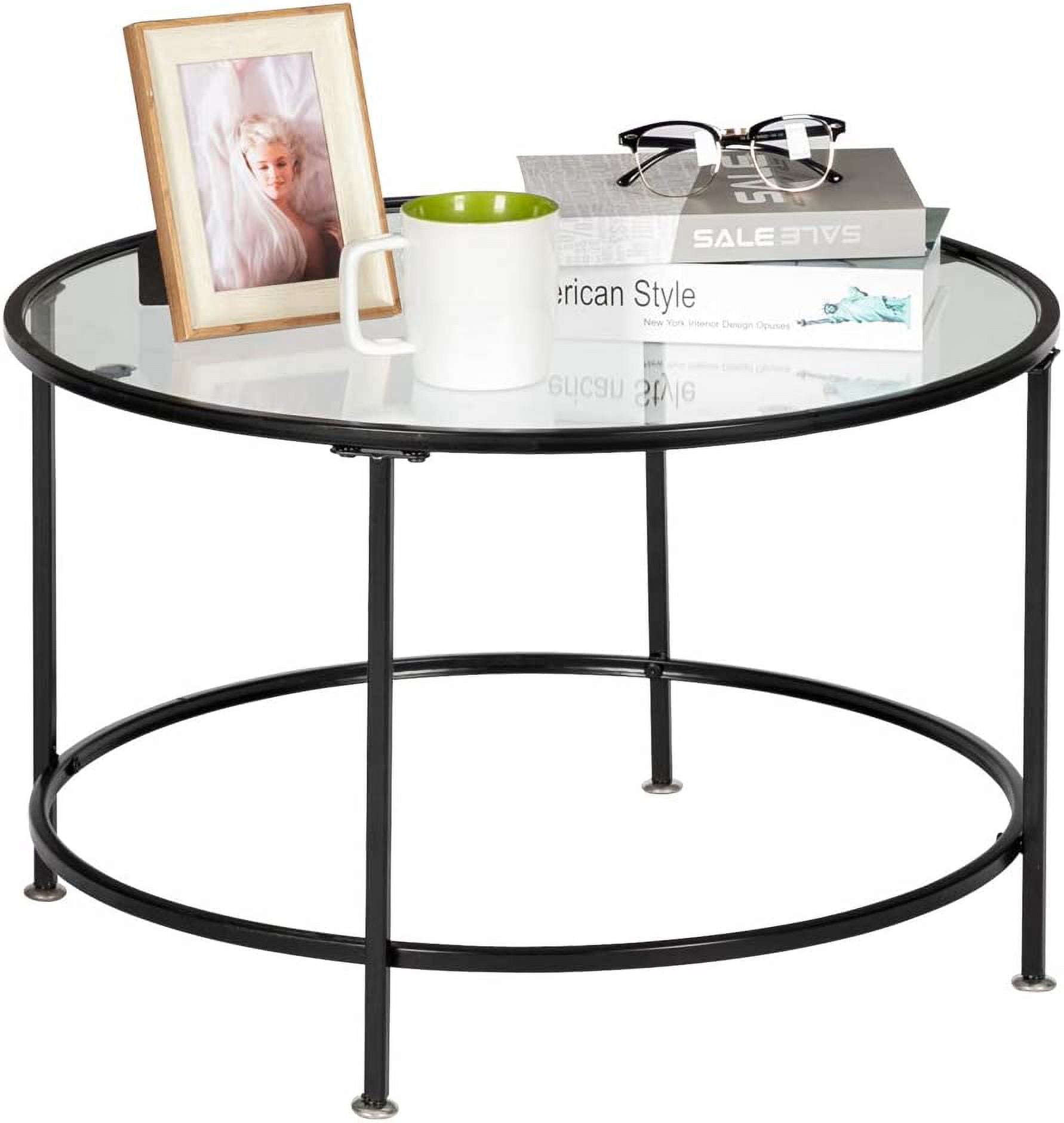 Modern Round Coffee Table with Glass Top, Stylish Elegant Center Table ...