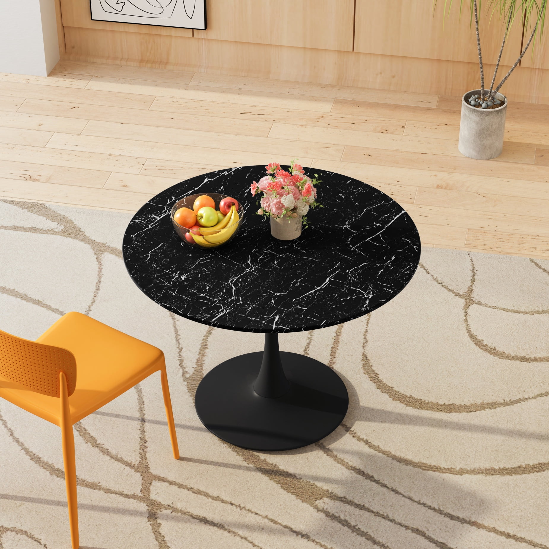 Modern Round Dining Table 42" with Round MDF Table Top&Pedestal Base ...