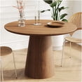 Modern Round Dining Table 43 inch, Walnut MDF Wood Grain Top, Space ...