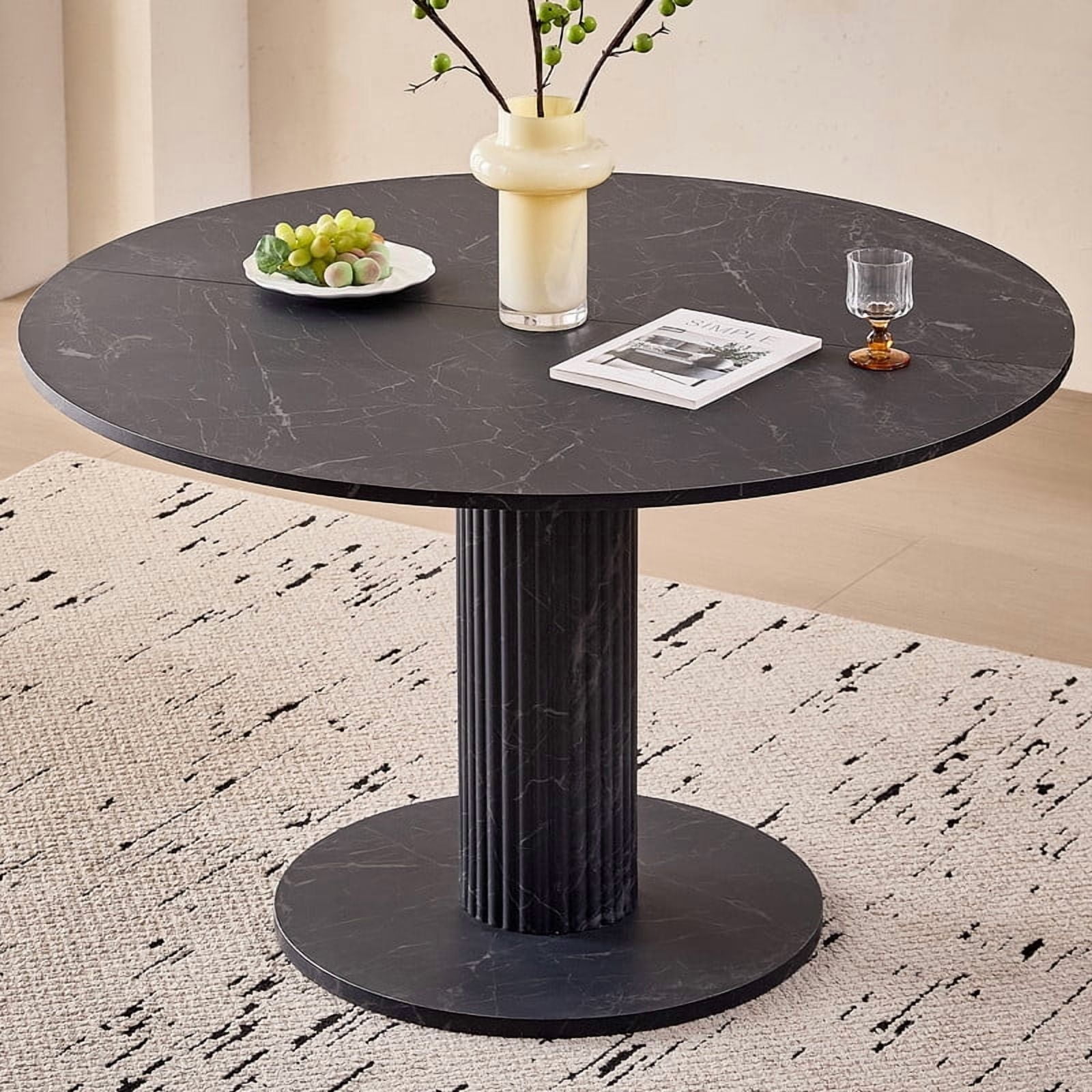 Modern Round Dining Table - Compact Small Space Furniture with Elegant ...