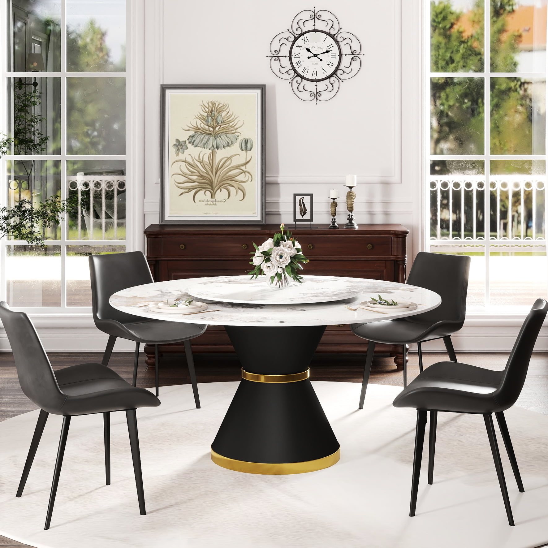 Modern Round Dining Table | Rotating Disk for Shared Meals, Can Fit 6 ...