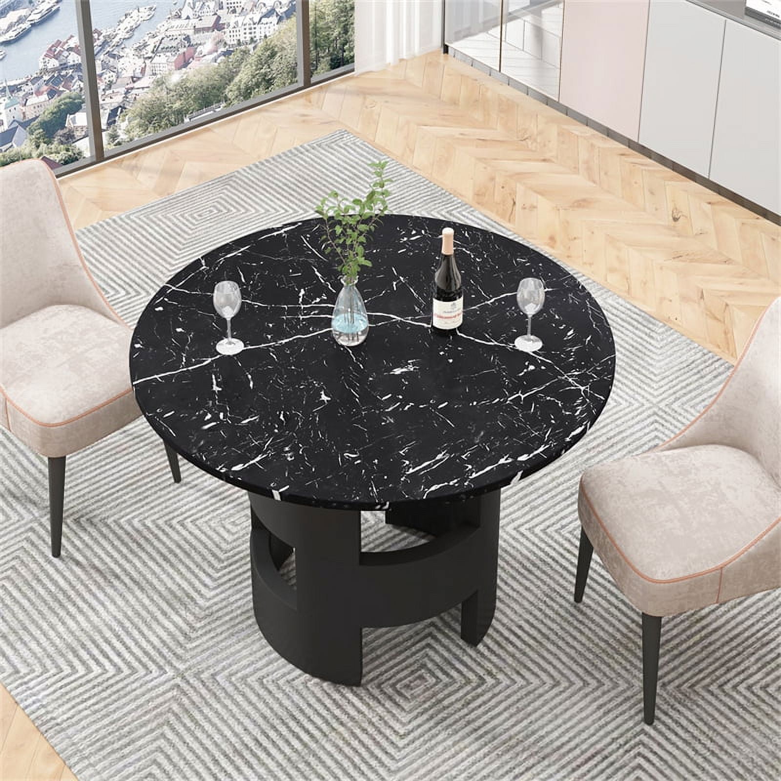 Modern Round Dining Table Set for 4, 42.12" MDF Kitchen Table with ...